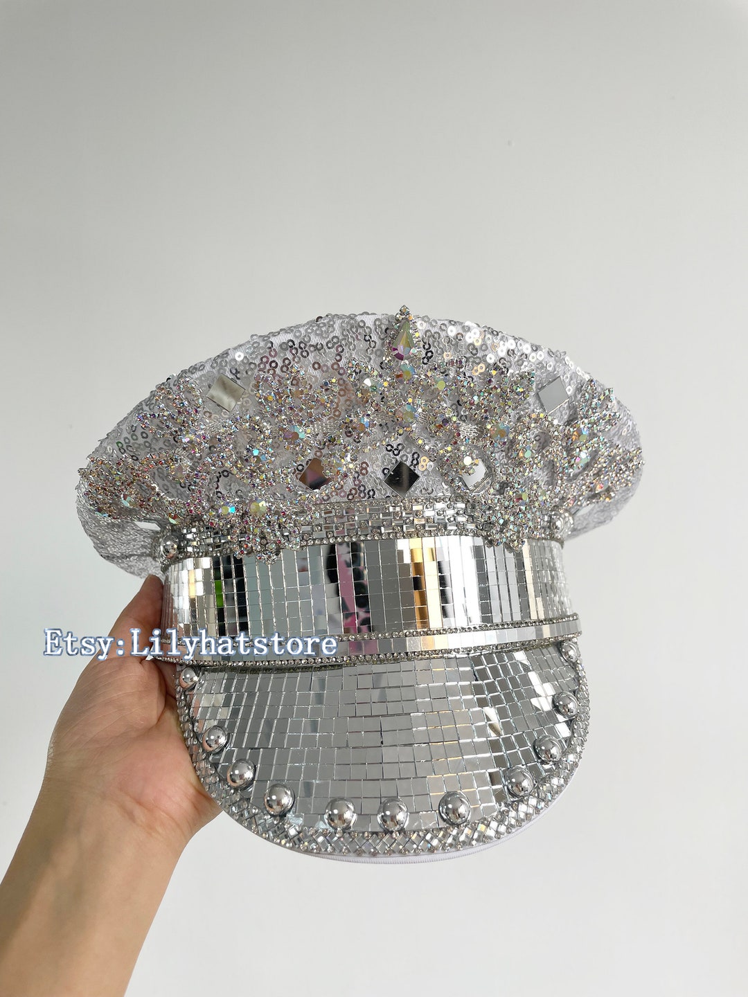 Bridal Disco Military Hat Iridescent Bachelorette Party BRIDE Captain ...