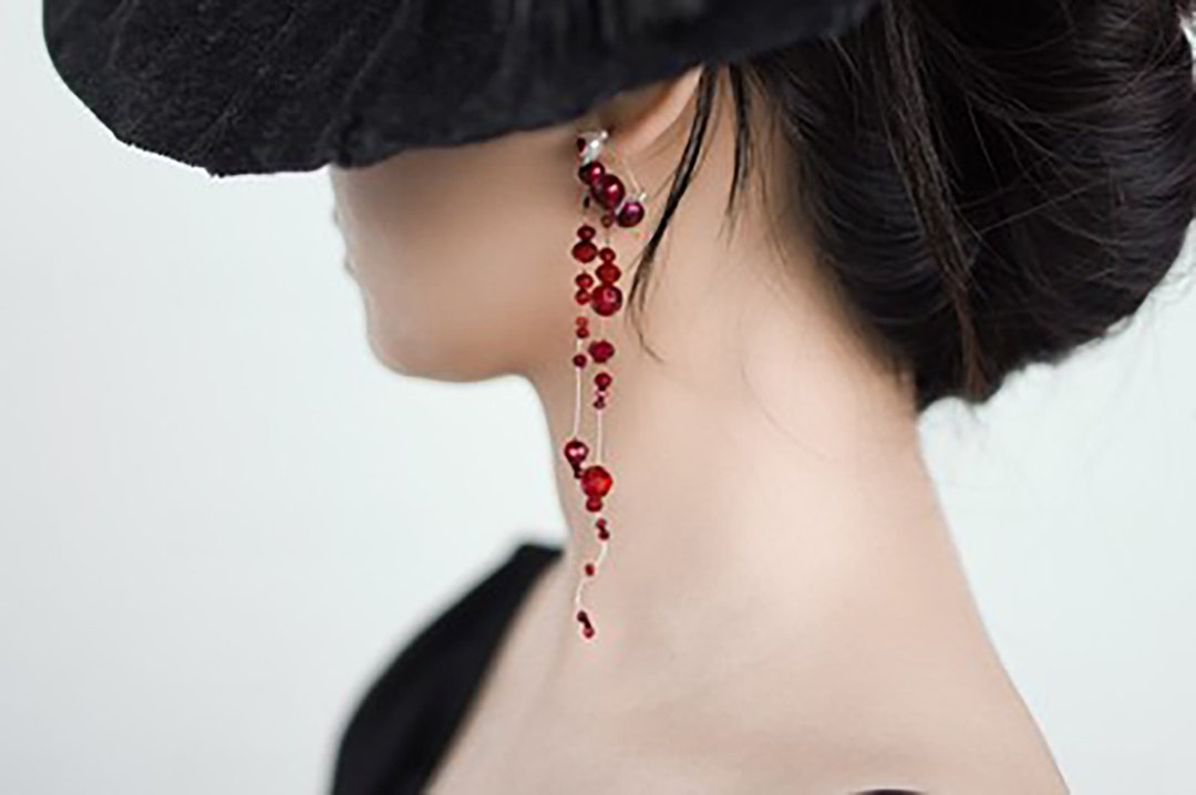 Pearl Drop Earringhandmade Jewellerybloody Pearl Dangle - Etsy