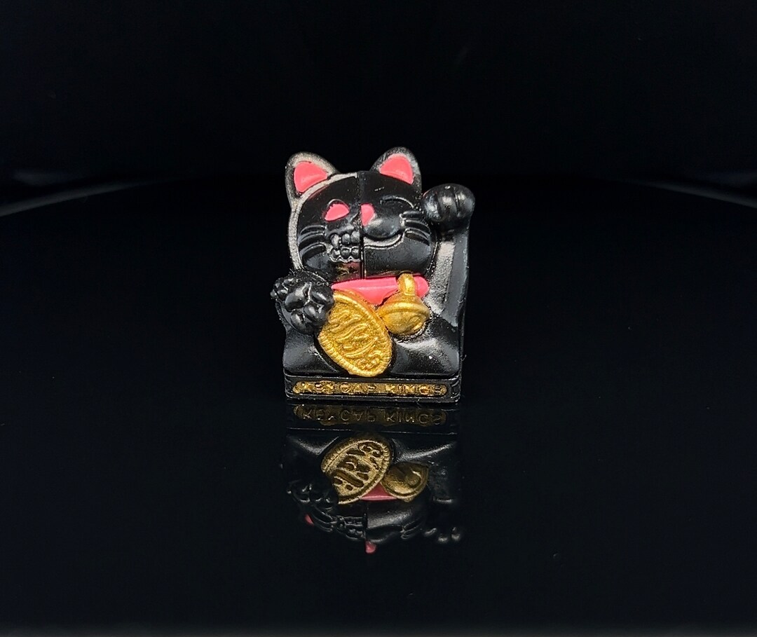 Black and Pink Half Skull Lucky Cat Artisan Keycap Series Design for ...