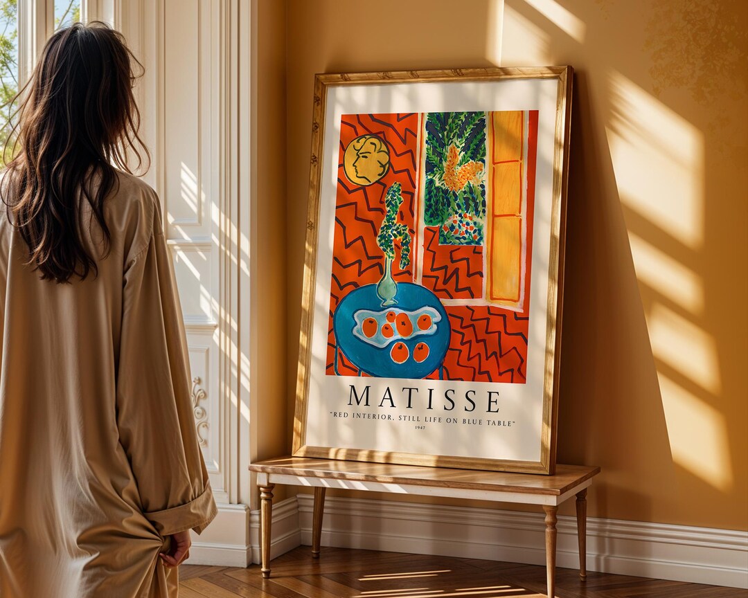 Henri Matisse Red Interior Print | Still Life on Blue Table Wall Art ...