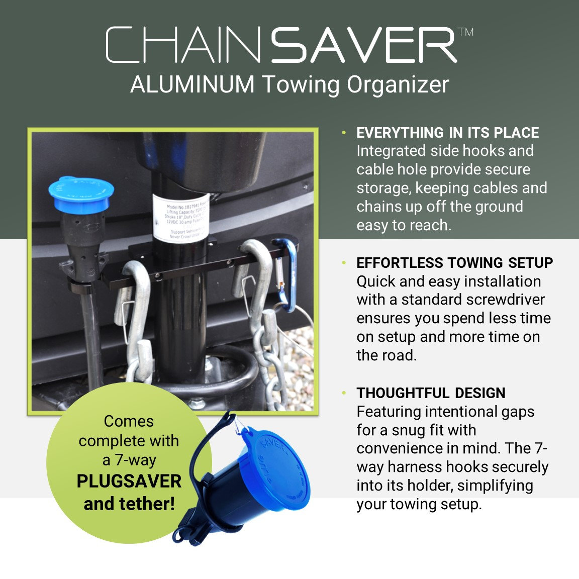 Aluminum Tongue Jack Trailer Towing Organizer Kit |chain Saver With ...