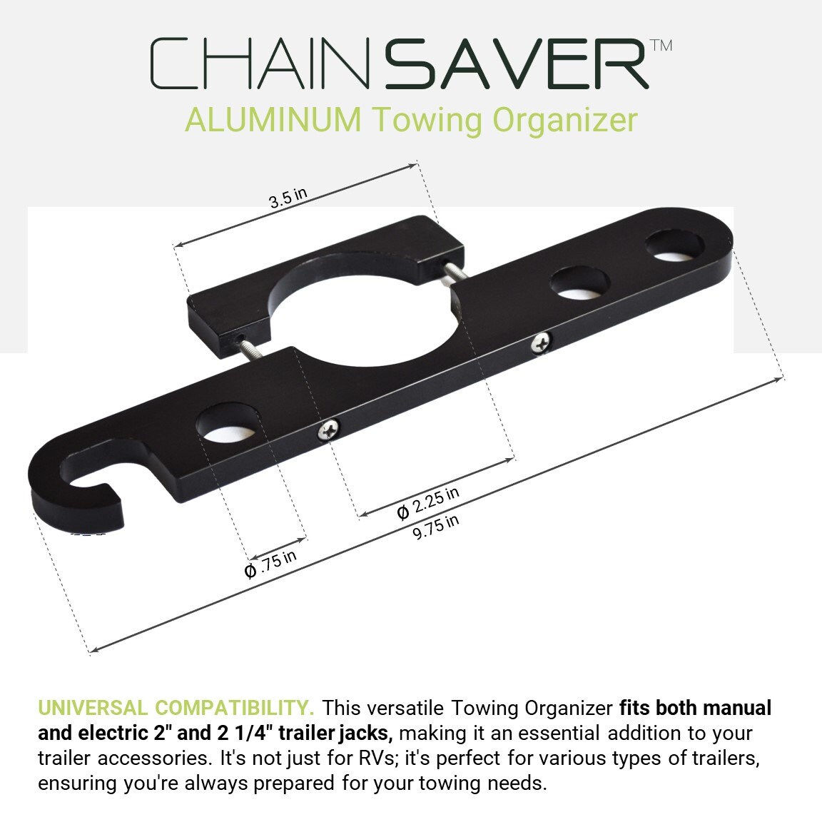 Aluminum Tongue Jack Trailer Towing Organizer Kit |chain Saver With ...