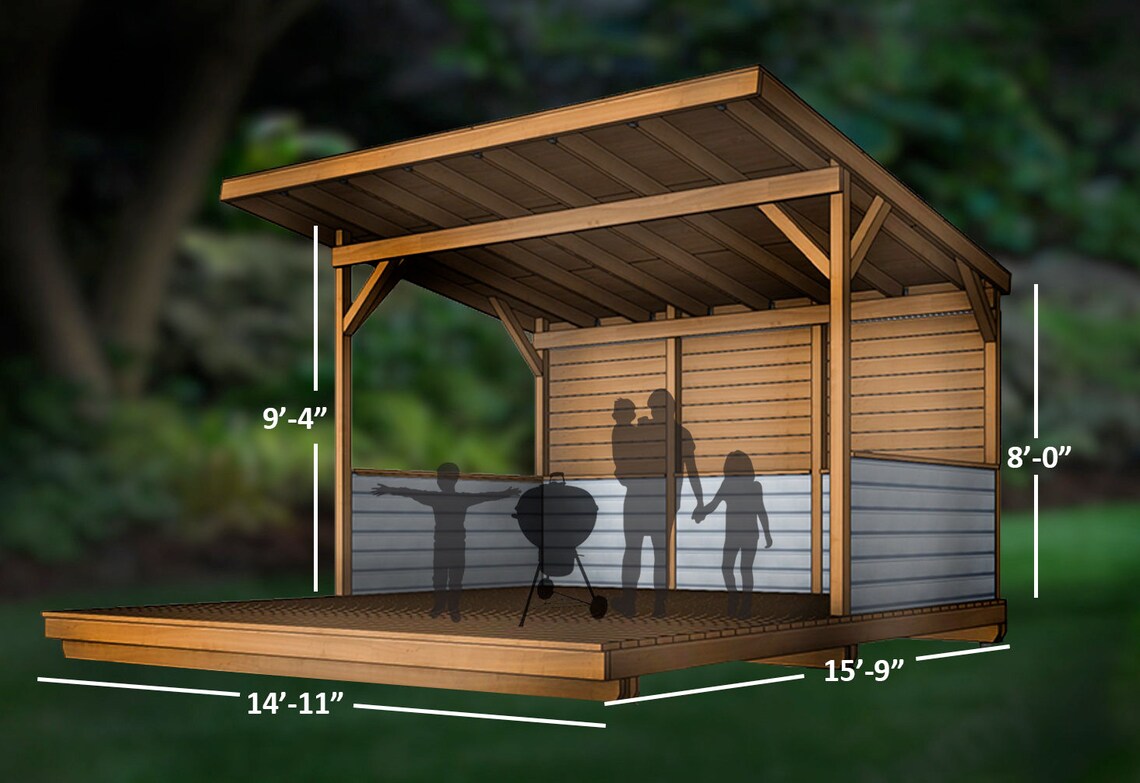 Covered Grillscape/bbq Shack With Deck Downloadable Plans - Etsy