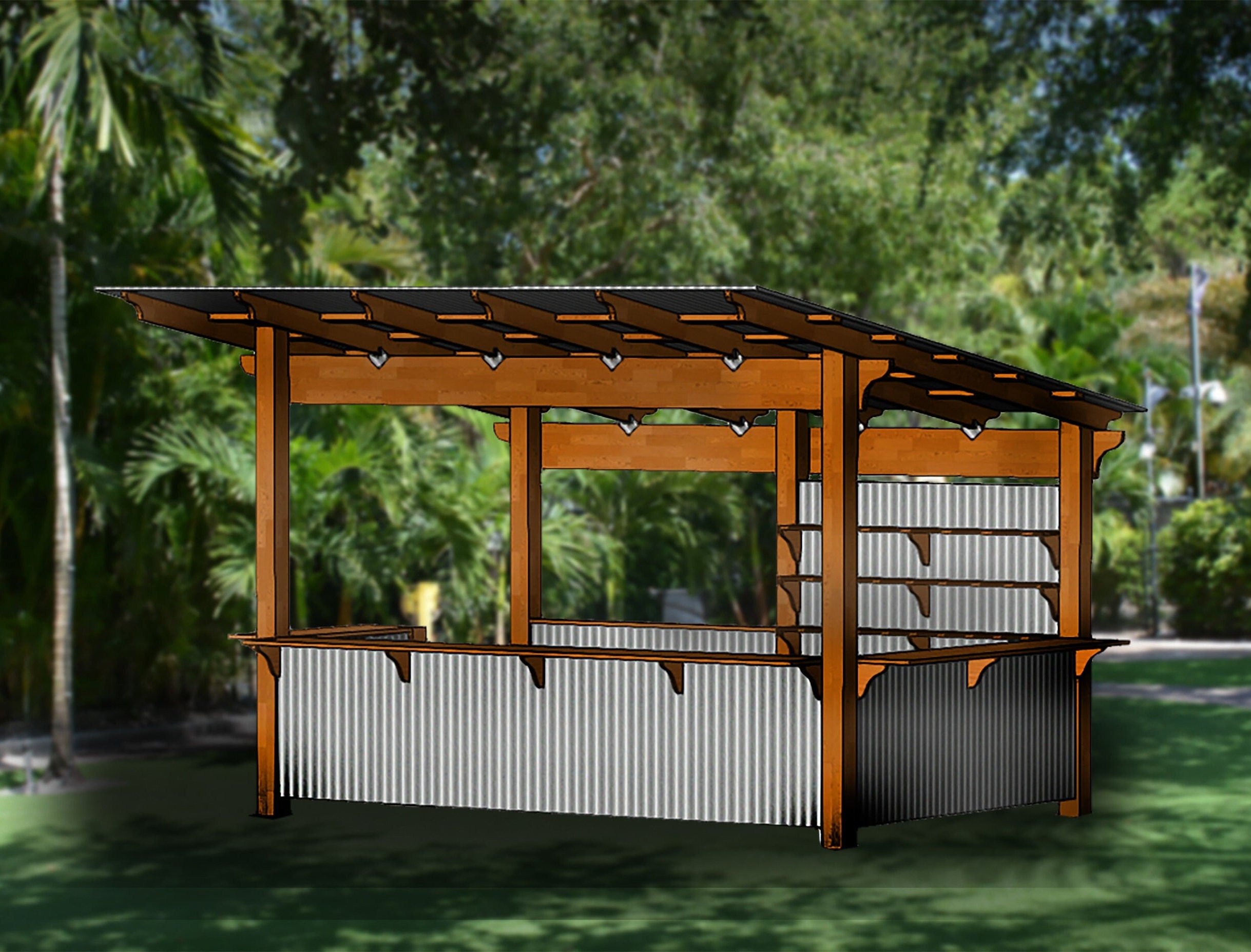 Outdoor Kitchen/grillscape/pavilion - Downloadable Plans - 13'-6"x9 ...