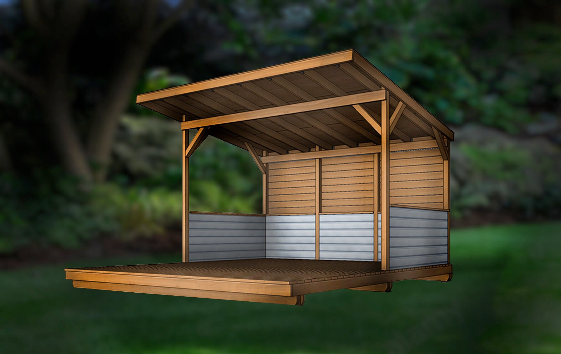 Covered Grillscape/bbq Shack With Deck Downloadable Plans - Etsy