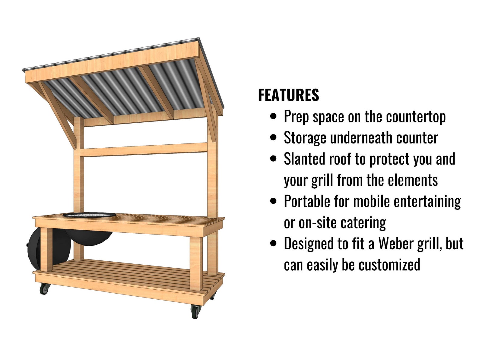 Portable Bbq Cart on Wheels - Downloadable Plans - 6' X 2'6" ("the ...