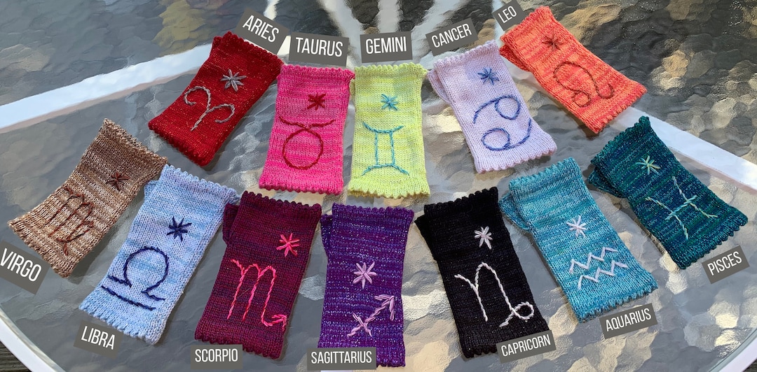 Hand Embroidered Astrological Sign Fingerless Glove and Horoscope ...