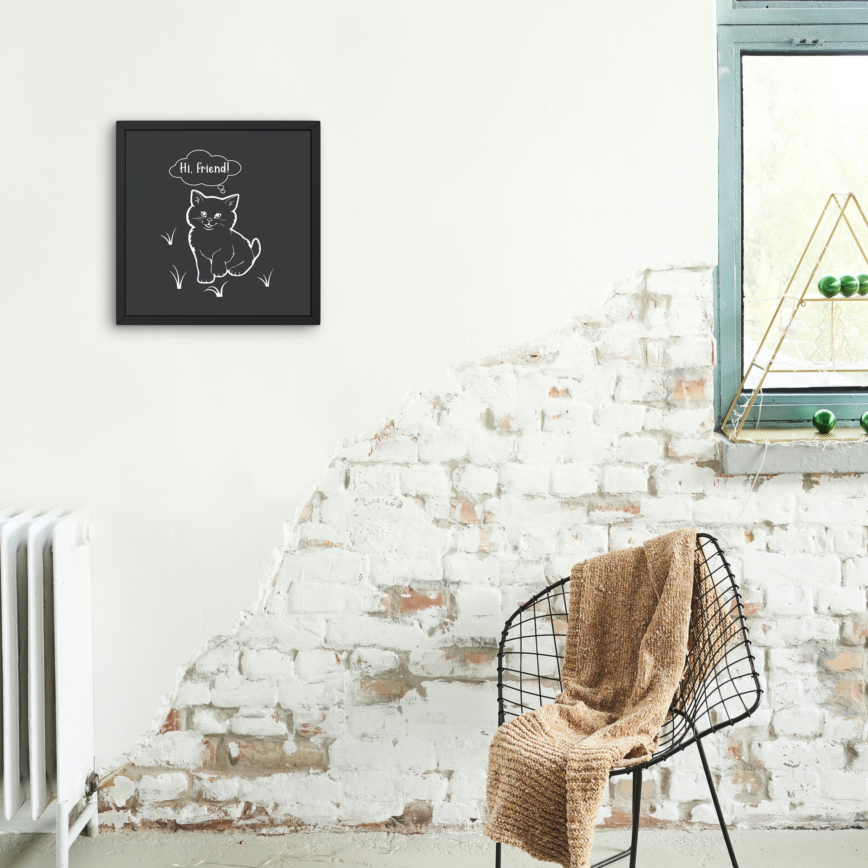 Cute Cat Saying Hi Friend to a Lonely Person Black and White - Etsy