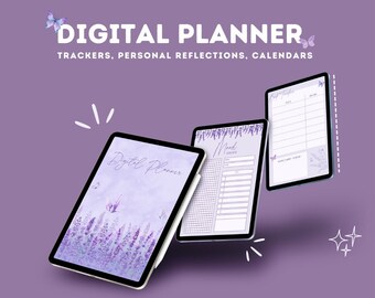 Digital Planner Undated-blue Butterfly Calendar, Daily Weekly Monthly ...