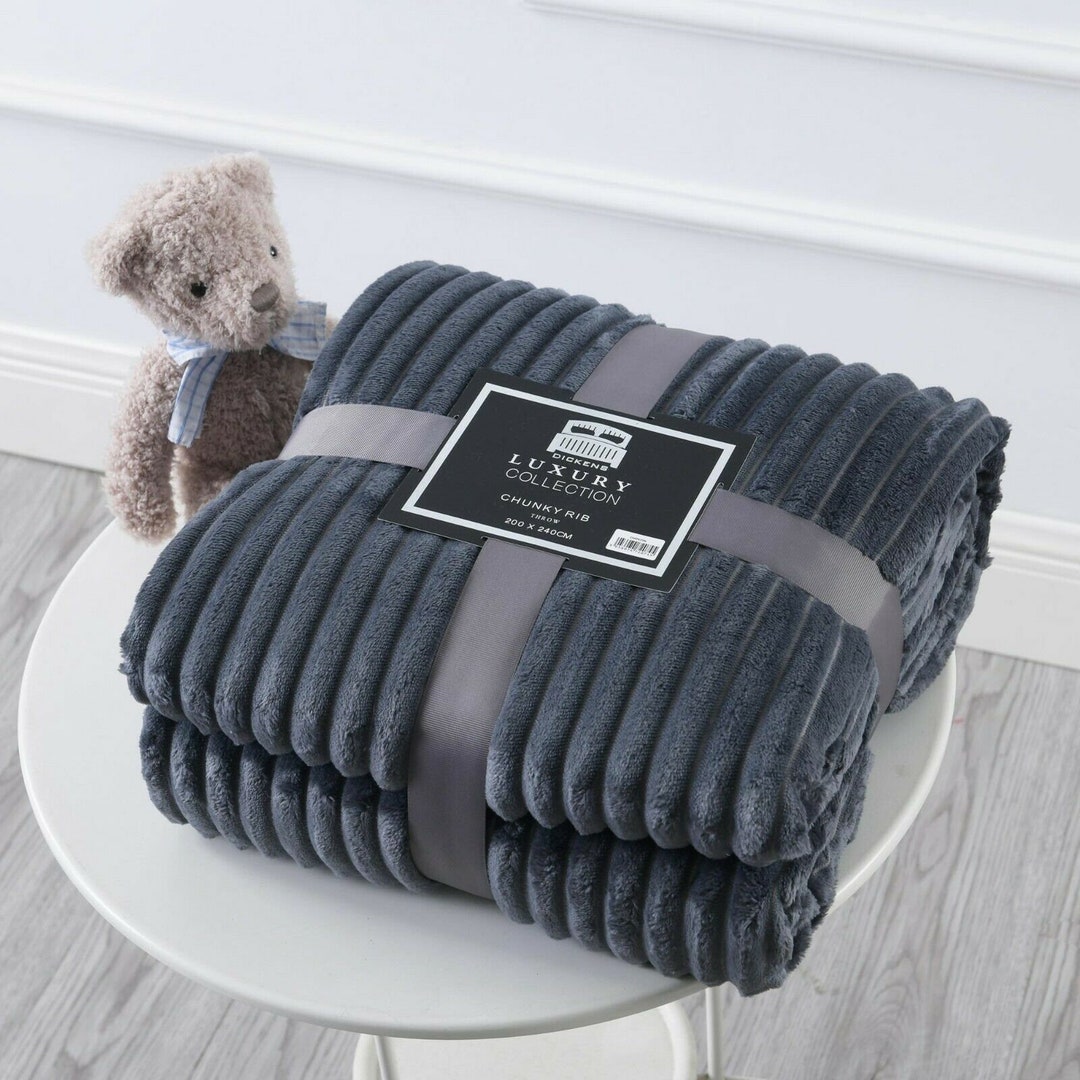Chunky Rib Throws Soft Warm Blanket Sofa Bed Throw Medium and Large 5 ...