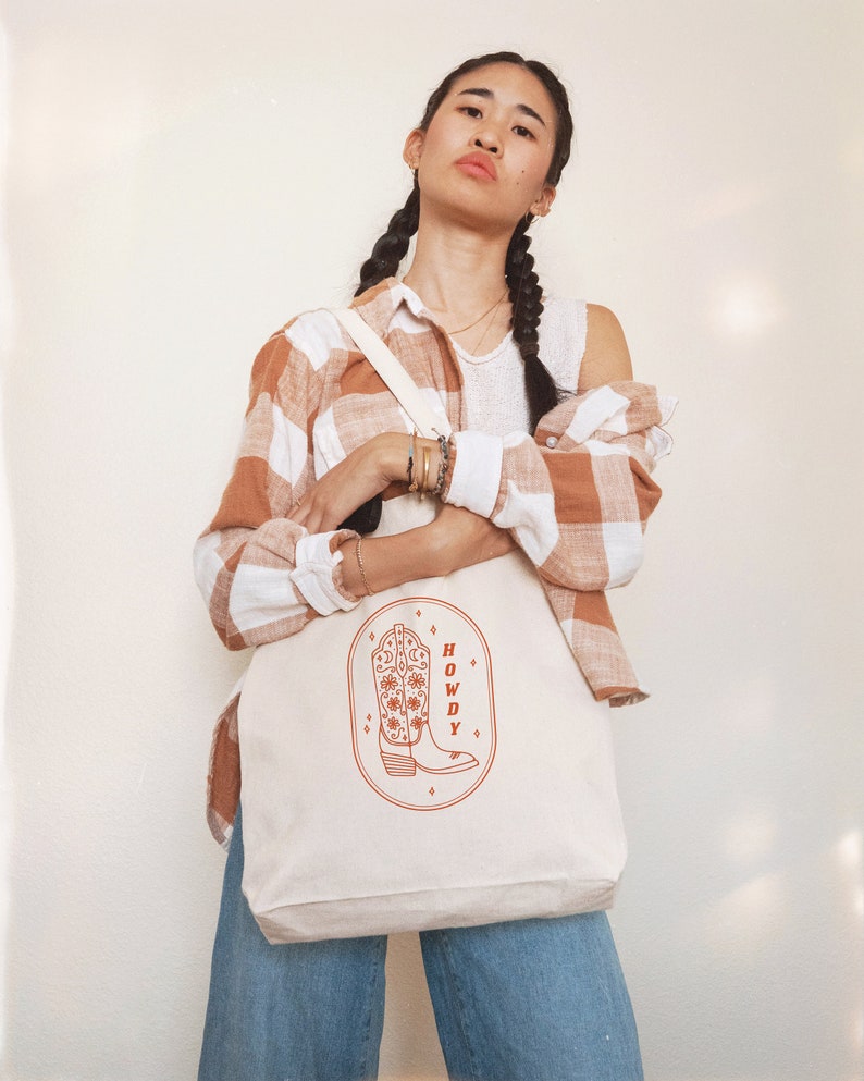 Howdy Tote Bag Cowgirl Boots Tote Bag Cowgirl Tote Bag - Etsy