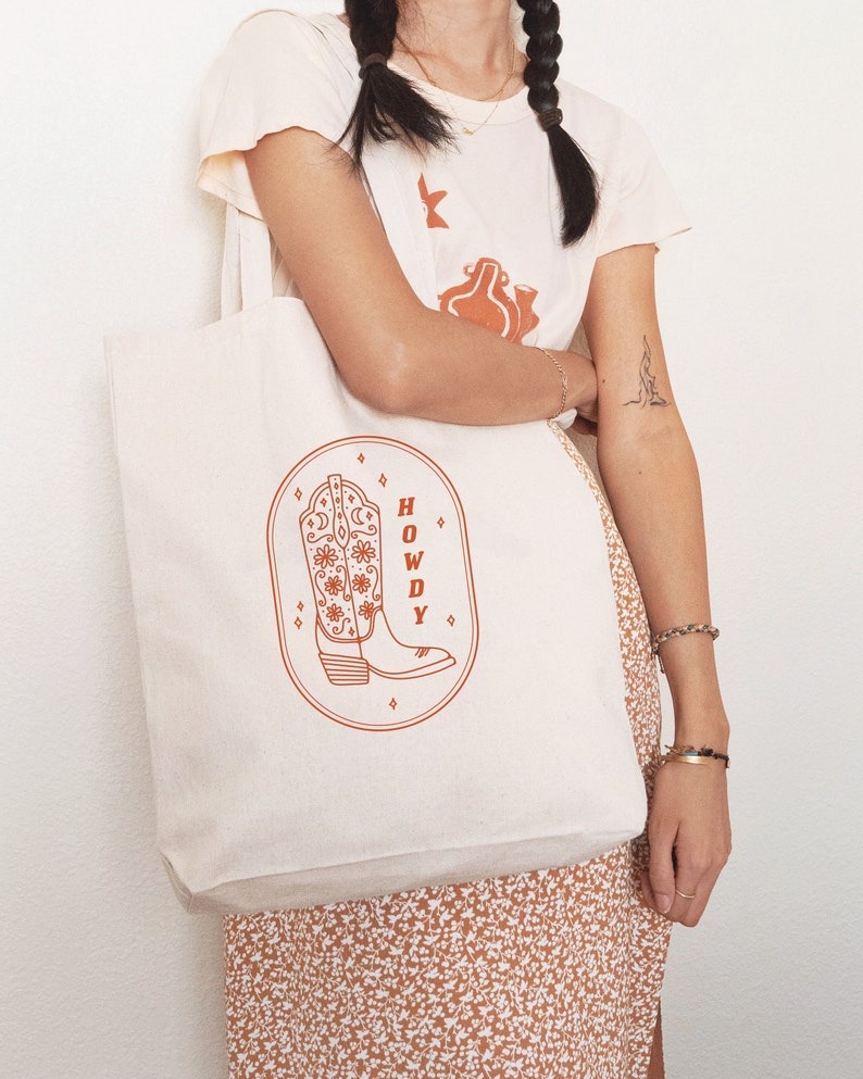 Howdy Tote Bag Cowgirl Boots Tote Bag Cowgirl Tote Bag - Etsy