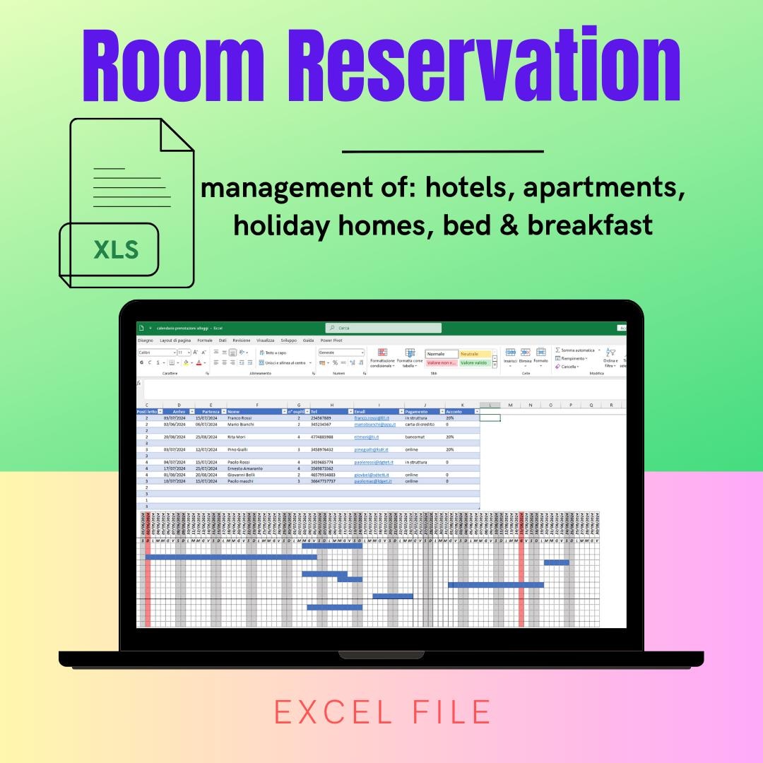 Excel Reservations Management Rooms Bed & Breakfast Holiday Home Hotel Apartments Accommodations ...