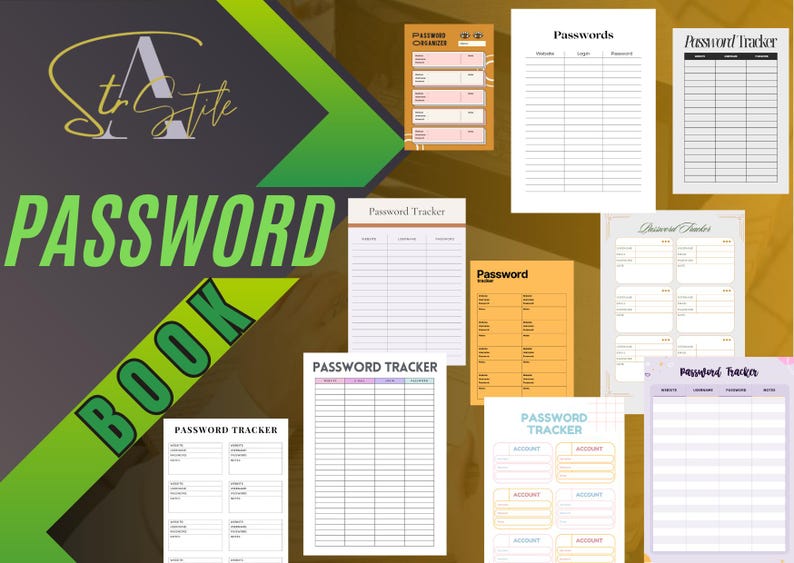 10 PDF Password Book Templates to Print PW Log Store Digital Memo ...