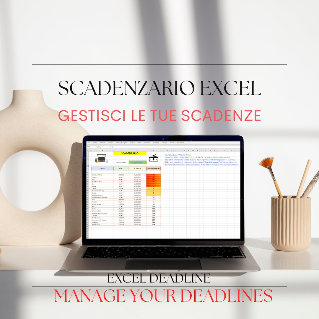 Scadenzario Excel con allarme visivo che cambia colore alla scadenza ...