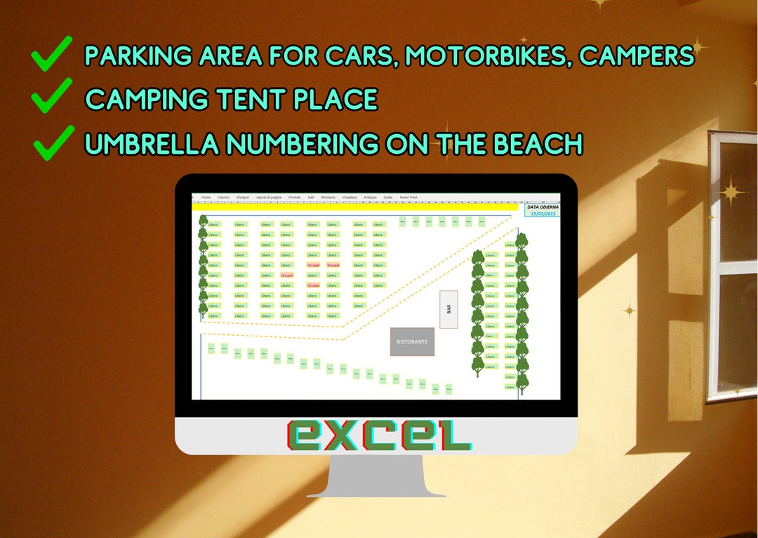Excel Software Parking Area for Cars Motorbikes Campers Tent Space for ...
