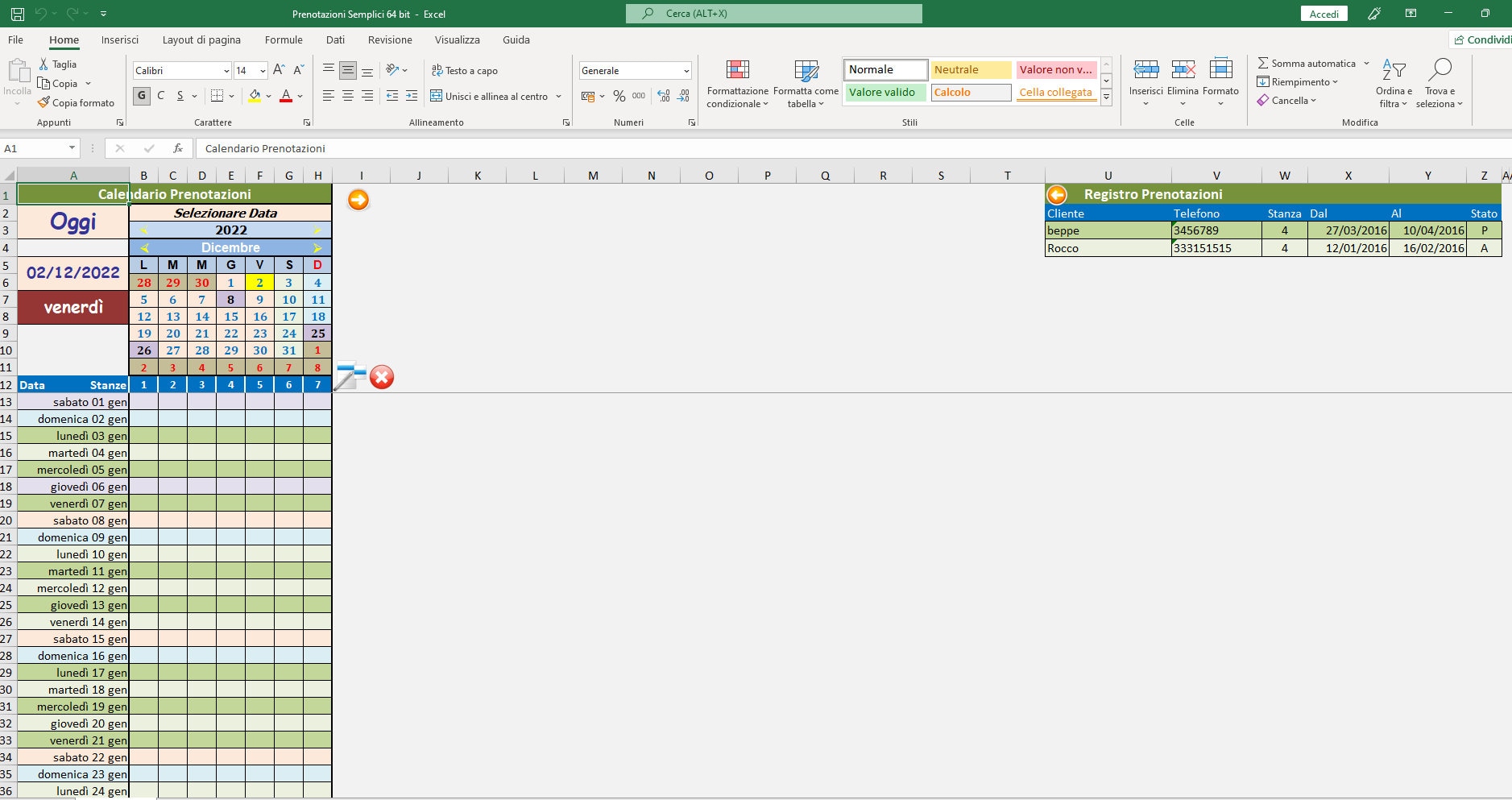 Excel Software Booking Rooms Bed & Breakfast Holiday House Small Hotel ...