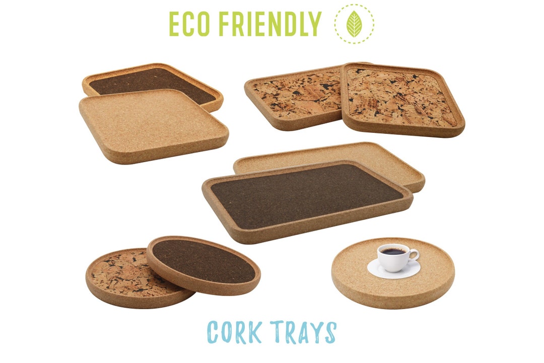 Cork Modern Tray, Cork Serving Tray, Sustainable House Decoration ...
