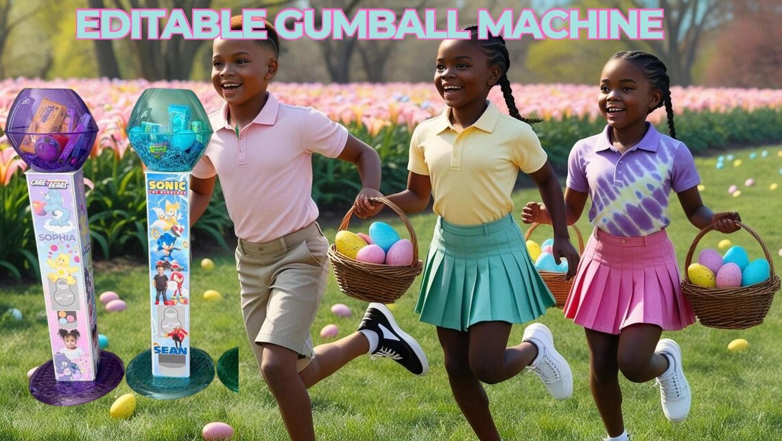 Editable Easter Gumball Machine Template 5x30 Print Size DIY - Etsy