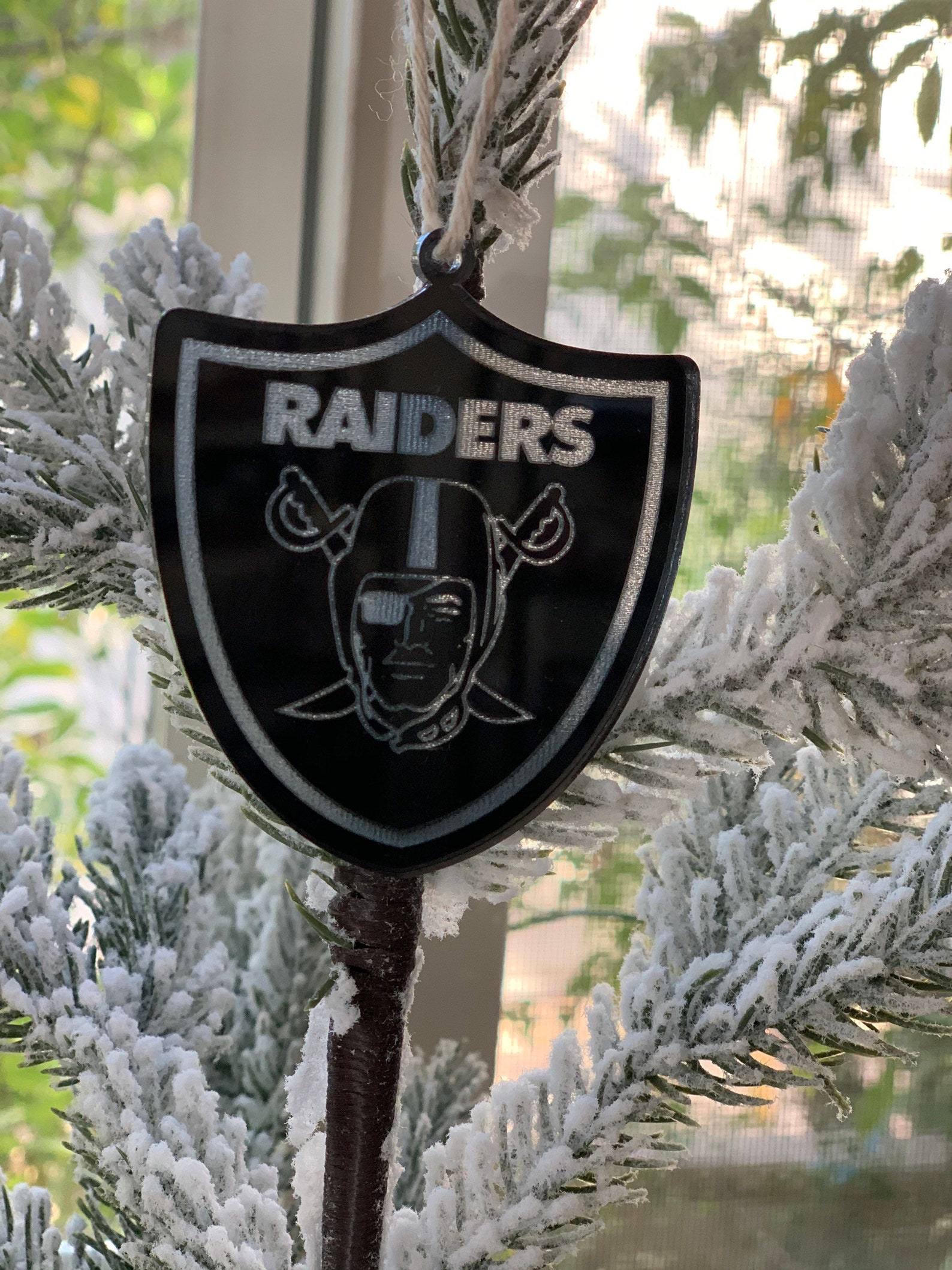 Raiders Ornament, Dark Grey Mirror Acrylic Laser Cut, Raider Nation ...