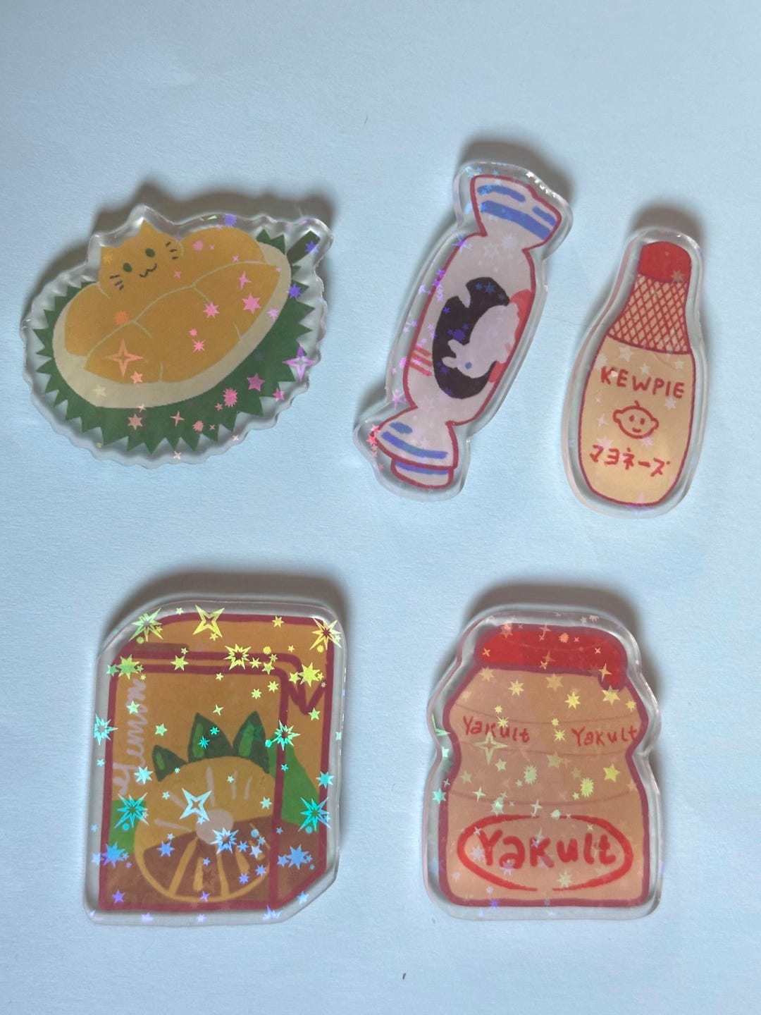 Asian Snack Holographic Fridge Magnet (durian, Lemon Tea, Kewpie Mayo ...