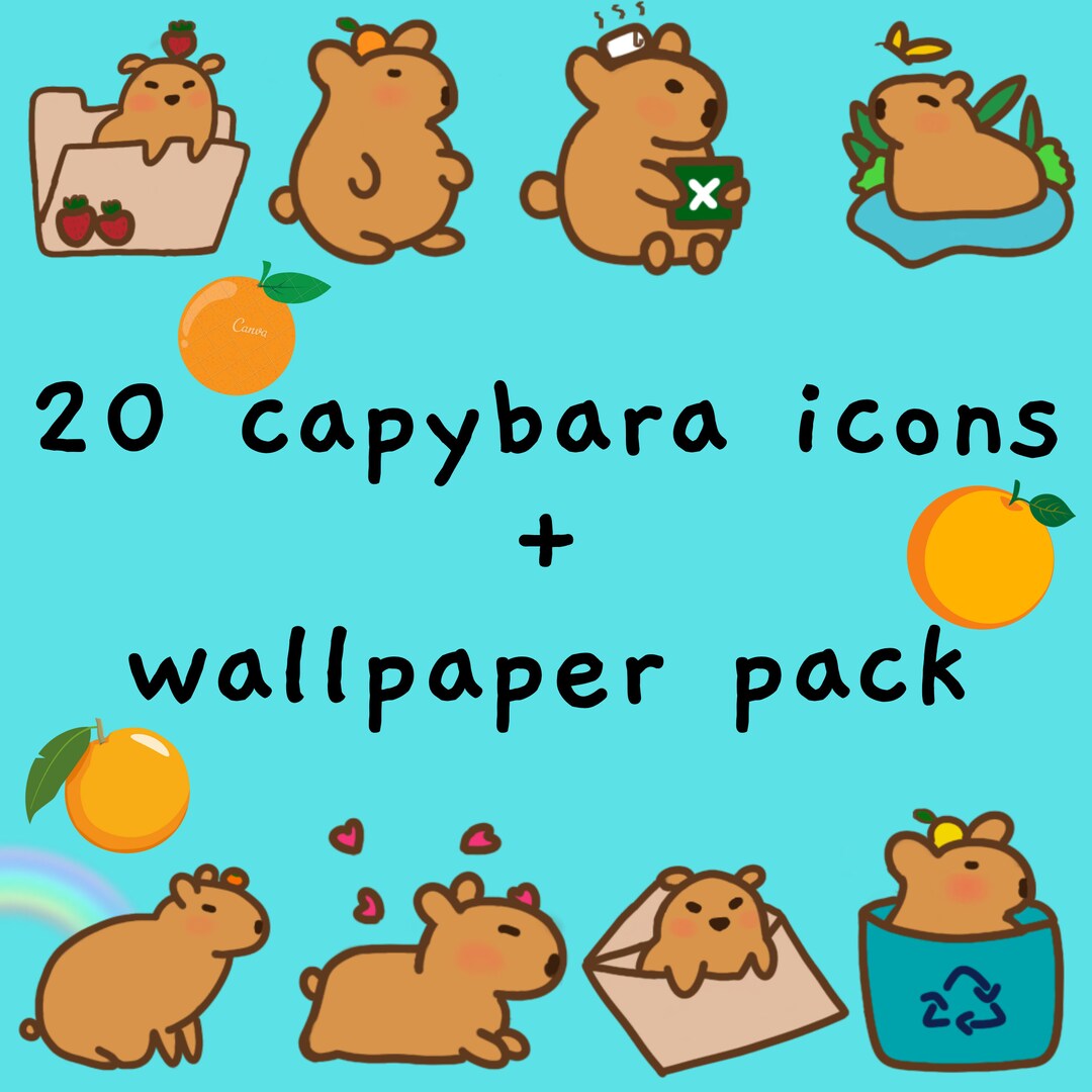 Cute Capybara Icons and Wallpaper Pack - Etsy