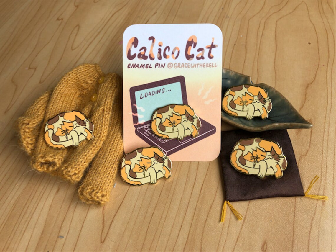 Calico Cat Enamel Pin - Etsy