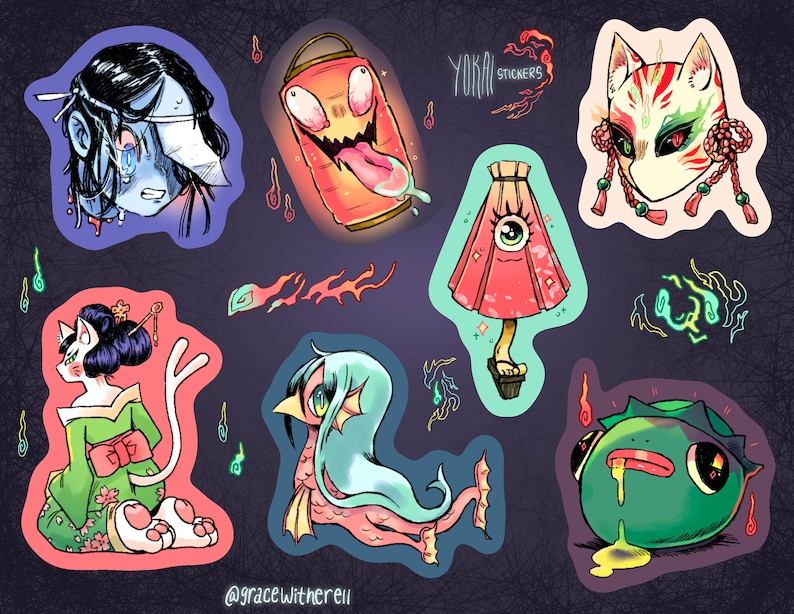 Large Yokai Sticker Sheet - Etsy