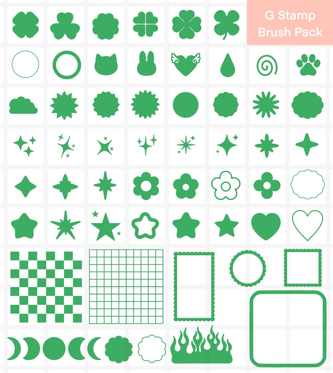 G Stamp Procreate Brush Pack - Etsy
