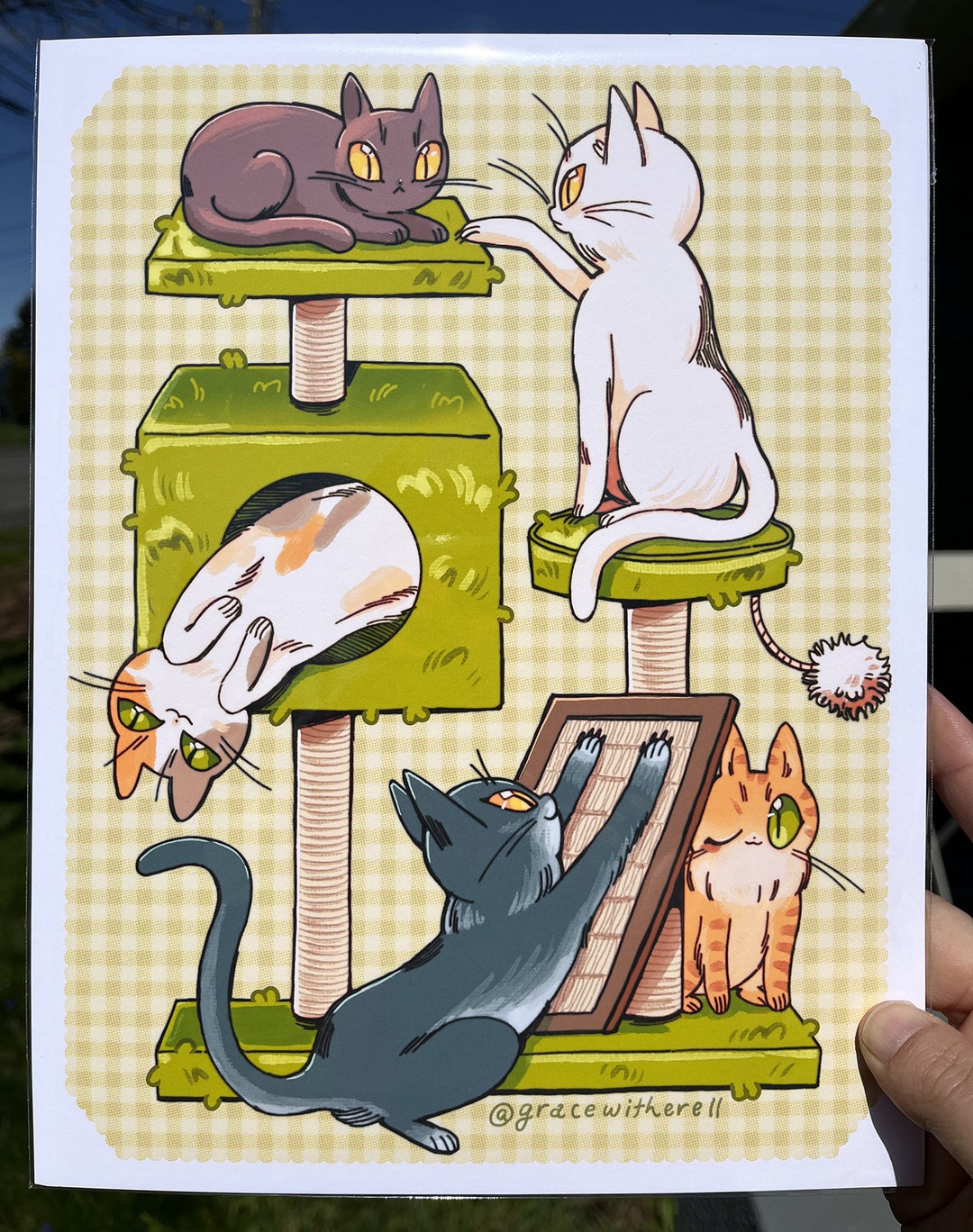 Cat Tree Art Print - Etsy