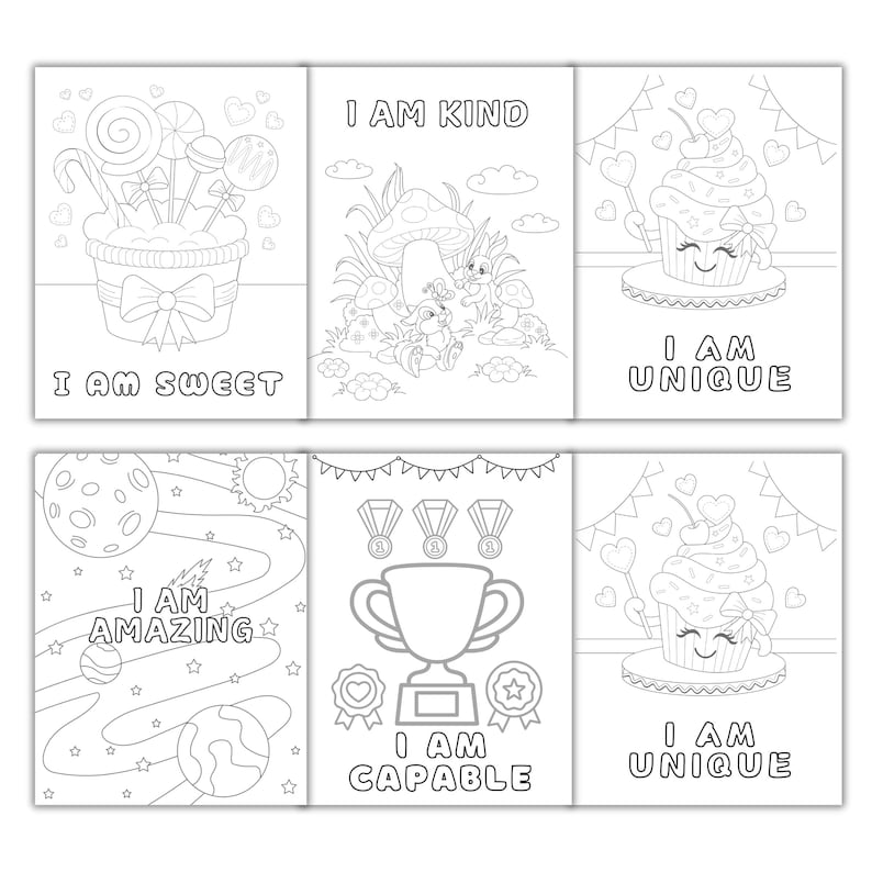 Kids Affirmation Coloring Pages, Kids I Am Affirmations, Digital ...