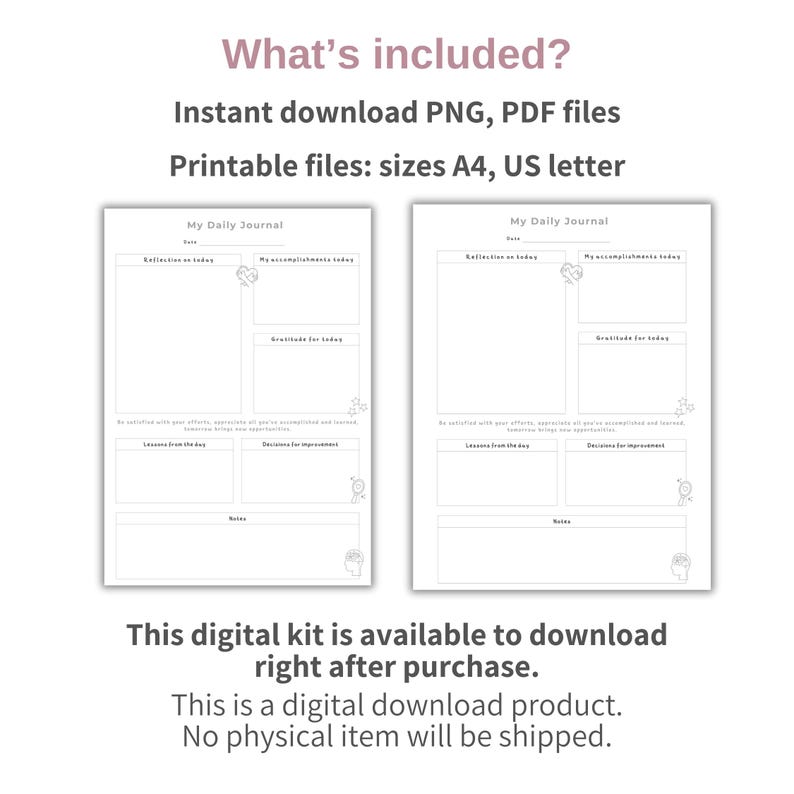 Daily Journal Printable, Daily Reflection Journal, Personal Growth ...