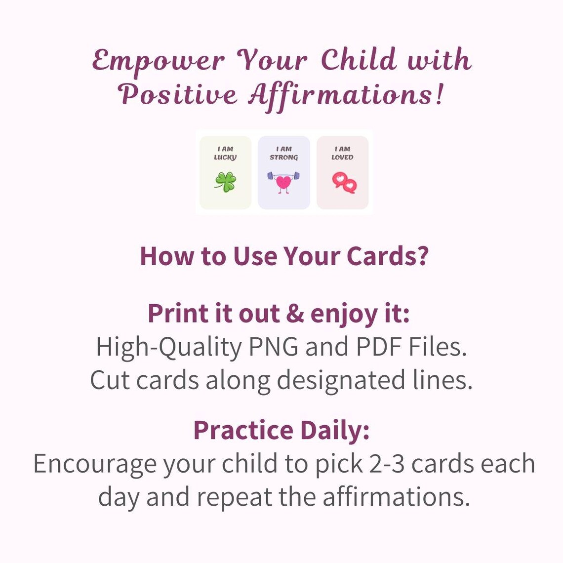Empowering Kids Affirmation Cards, Positive Affirmations for Children ...