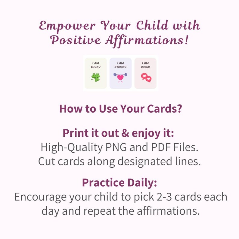 Empowering Kids Affirmation Cards, Positive Affirmations for Children ...