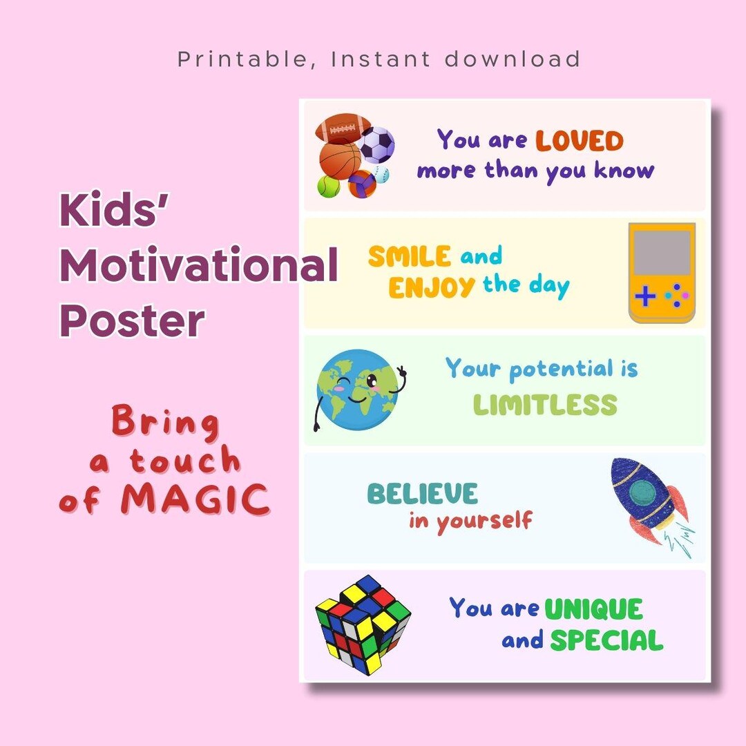 Kids' Motivational Poster, Empower Your Child Art Print, Kids Wall Art ...