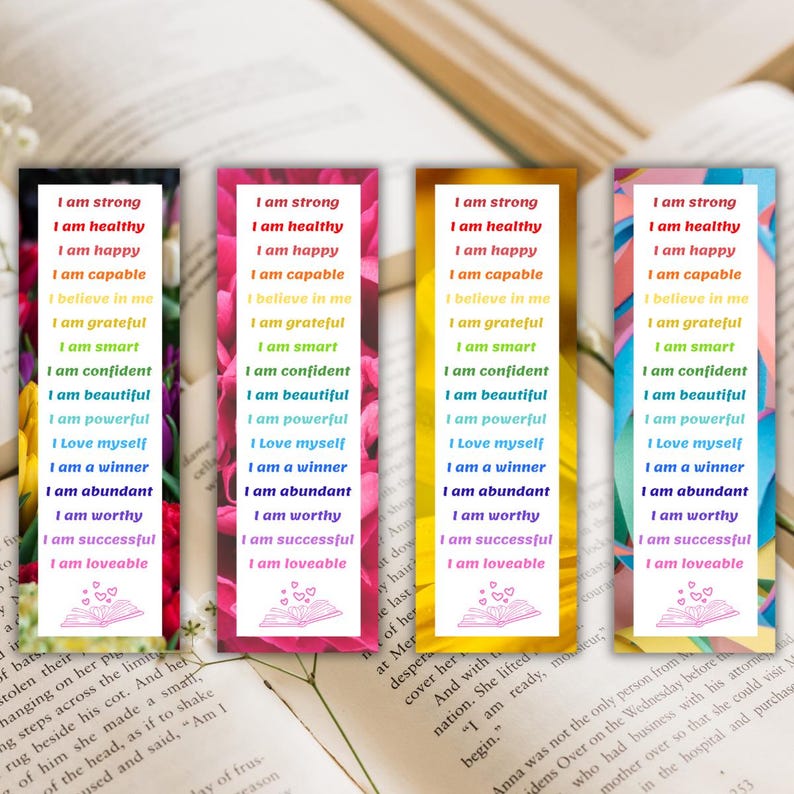Bookmark PNG, 20 Inspirational I Am Affirmations Digital Bookmarks ...
