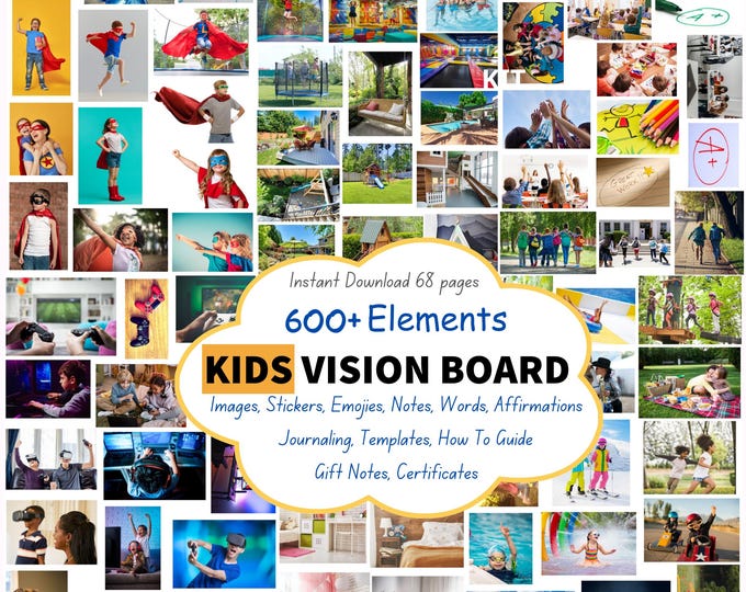 Children's Vision Board Kit: Creative Activity, Hundreds of Elements ...