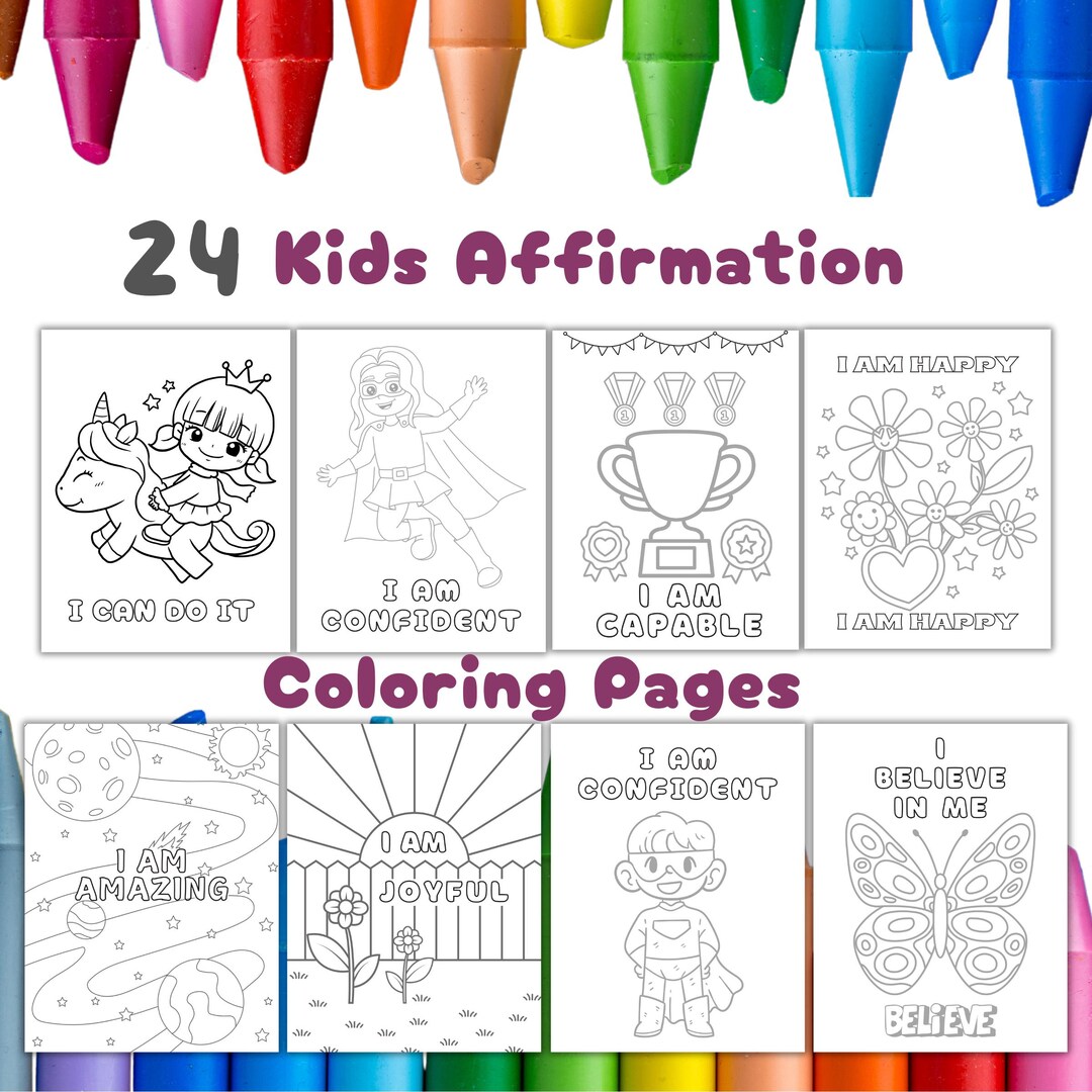 Kids Affirmation Coloring Pages, Kids I Am Affirmations, Digital ...