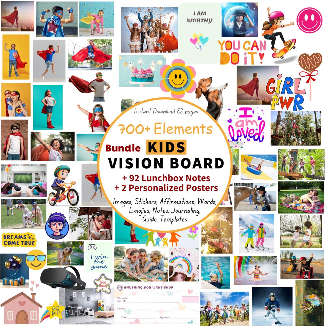 Kids Vision Board Kit | 700+ Printable Elements for Goal-setting ...