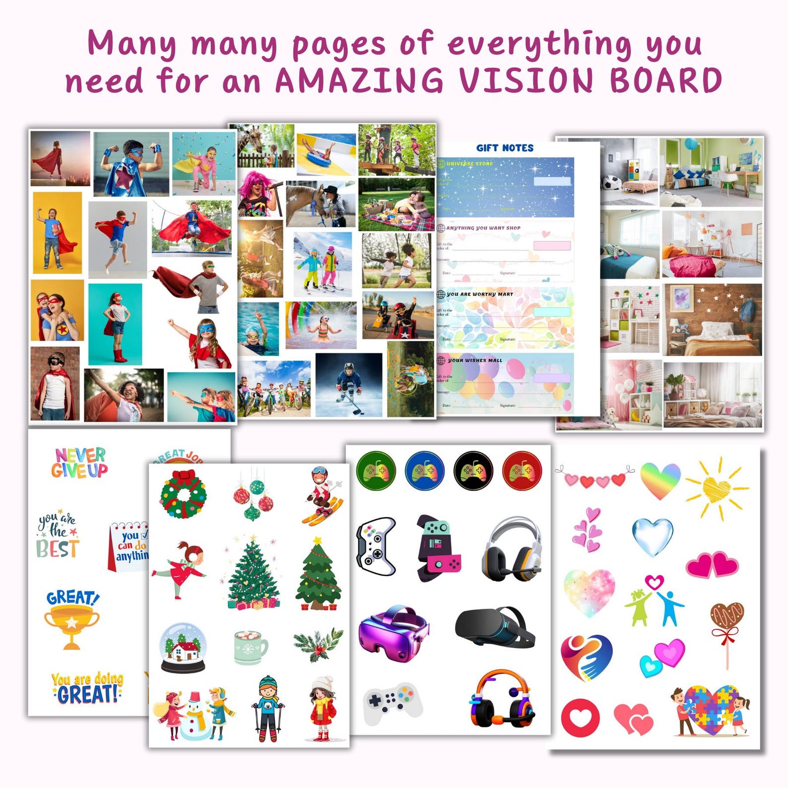 Kids Vision Board Kit | 700+ Printable Elements for Goal-setting ...
