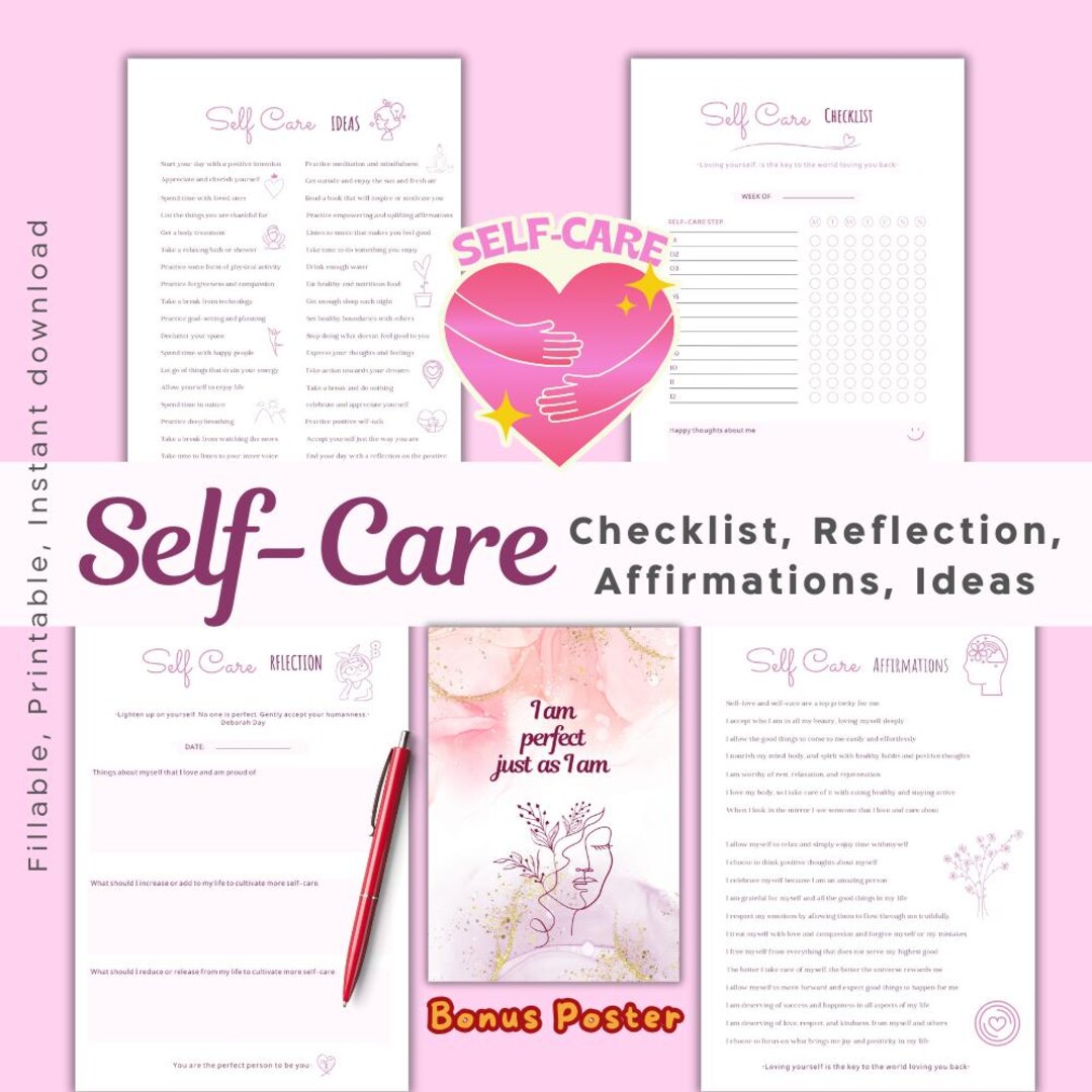 Self Care Planner, Self Care Checklist, Self Care Reflection, Self Care ...