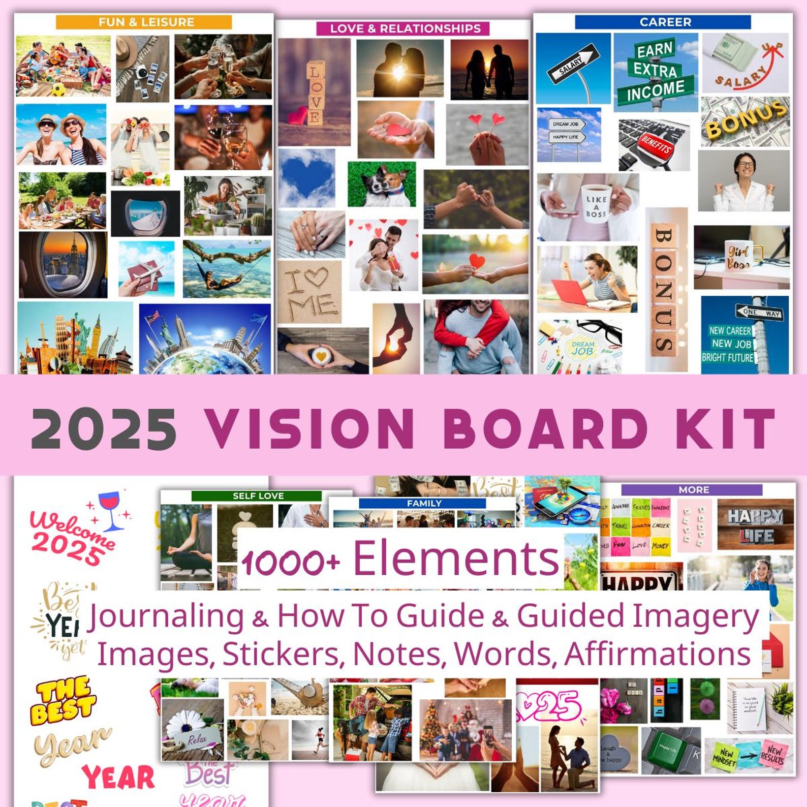 Vision Board Kit 2025, Guided Imagery for Vision Realization, How to ...