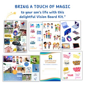 Boys Vision Board Kit, 600+ Elements, Printable Goal Planner ...