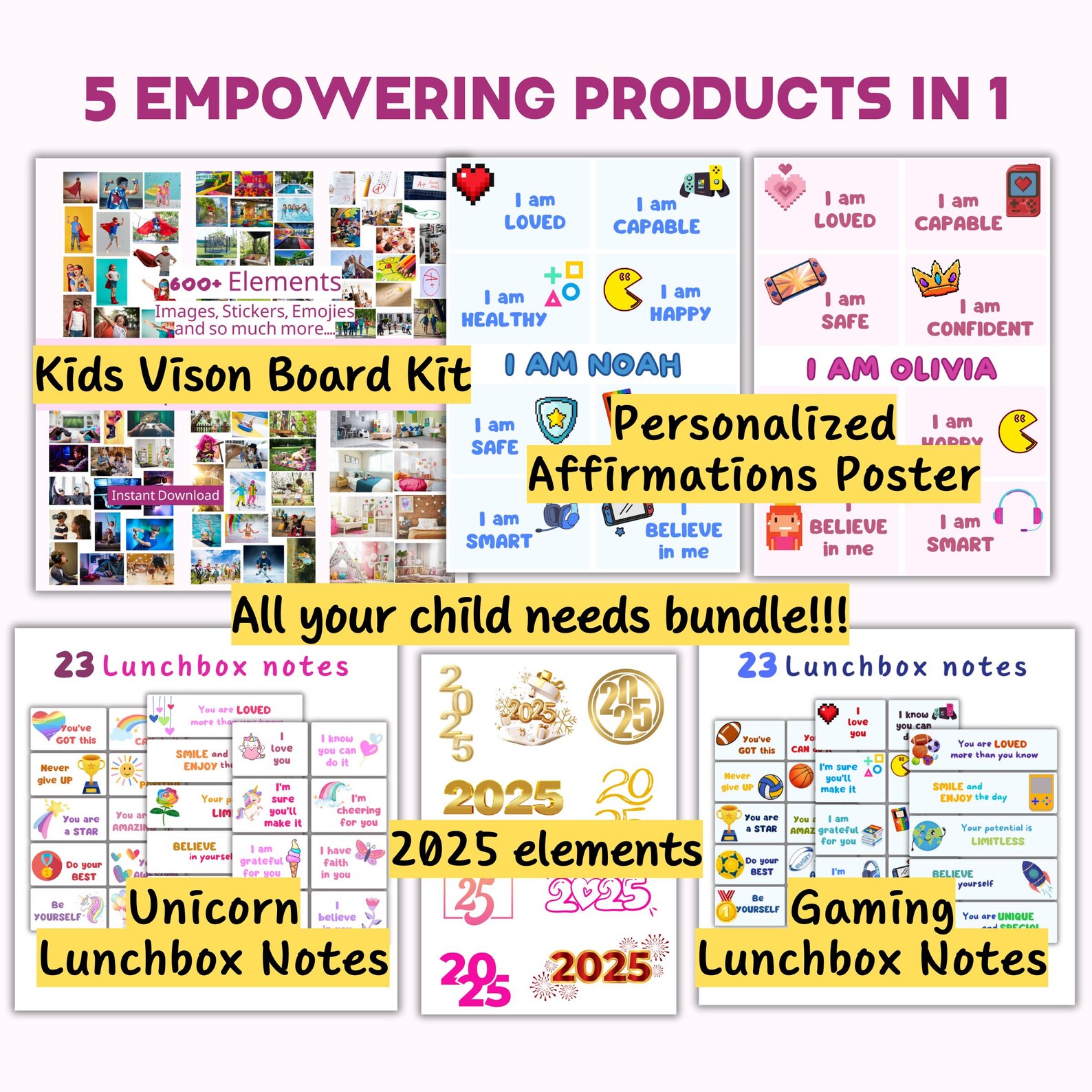 Kids Vision Board Kit | 700+ Printable Elements for Goal-setting ...