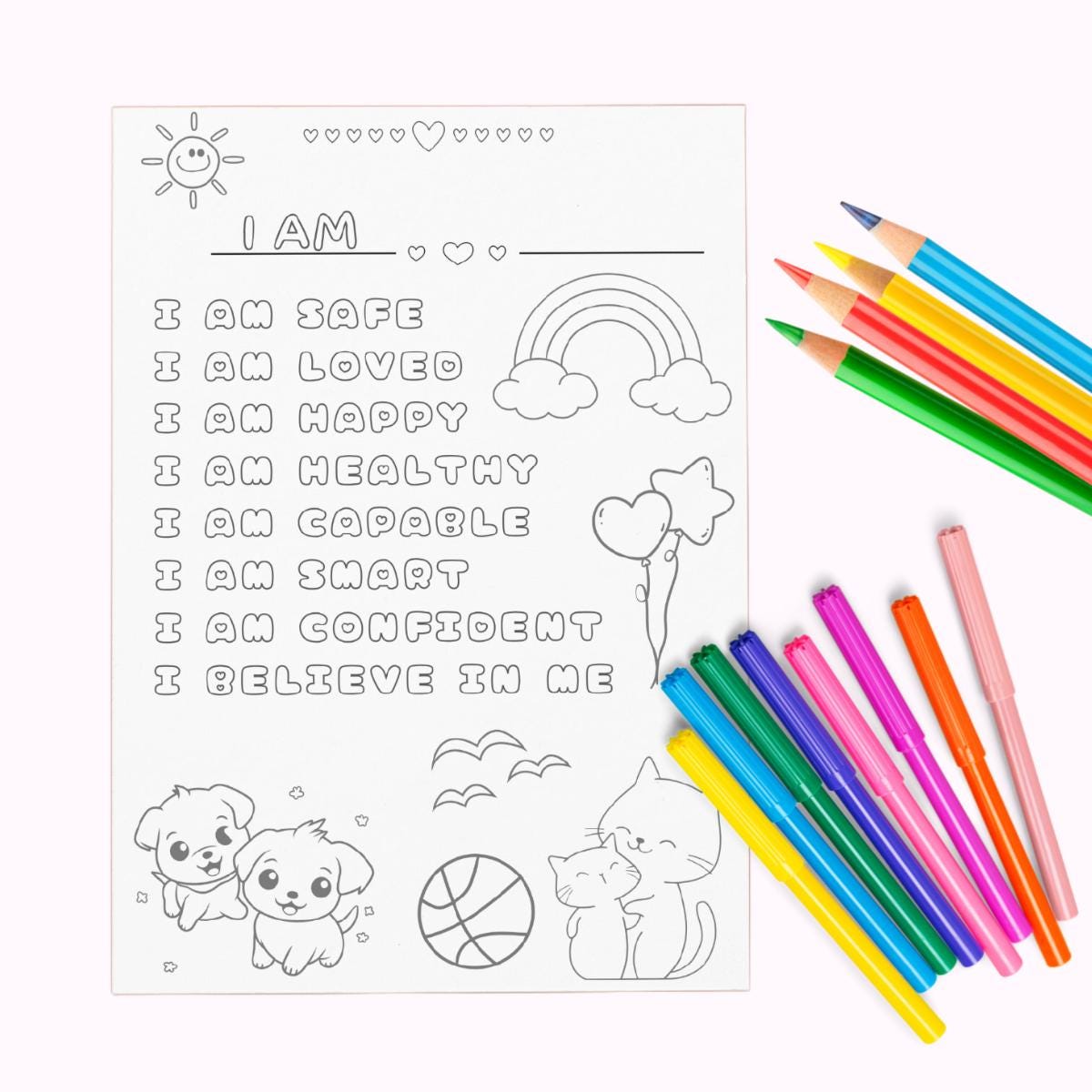 KIDS Daily Journal, KIDS Gratitude, KIDS Affirmations Coloring Page ...