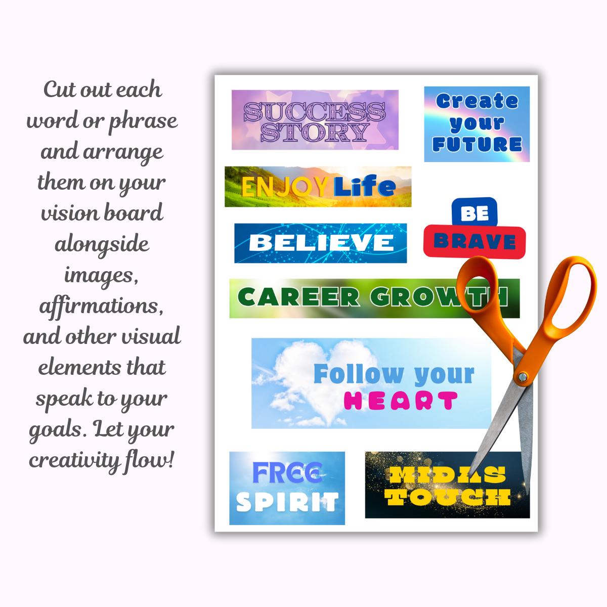 Vision Board Words Printable, Motivational Journal Words, Vision Board ...