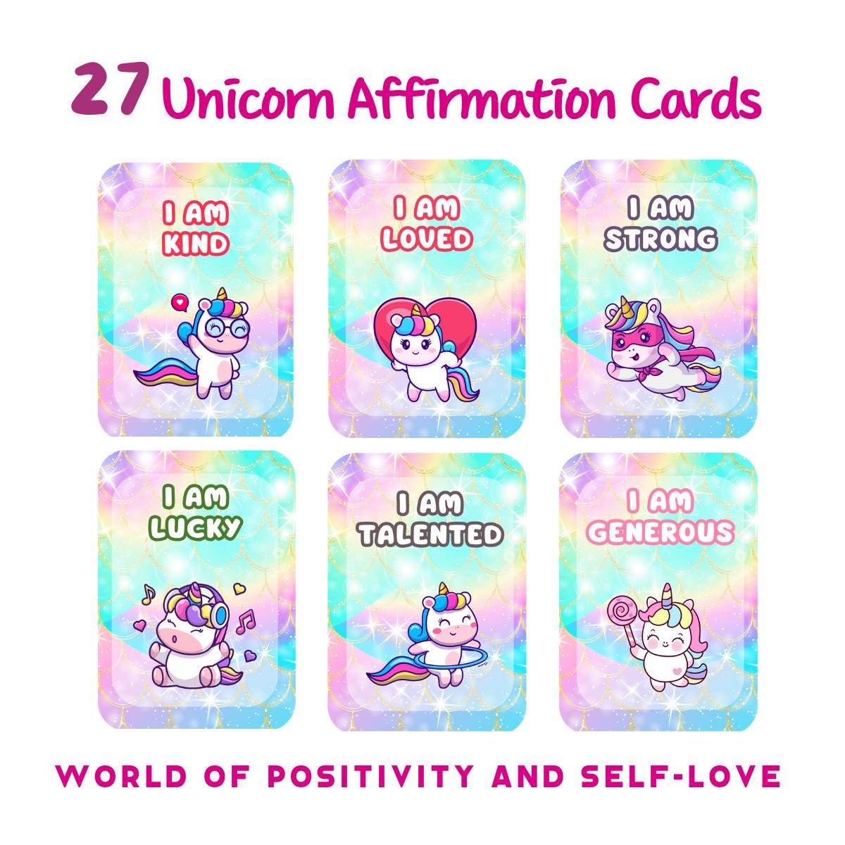 Kids Affirmation Cards, Unicorn Cards, Positive Affirmations for ...