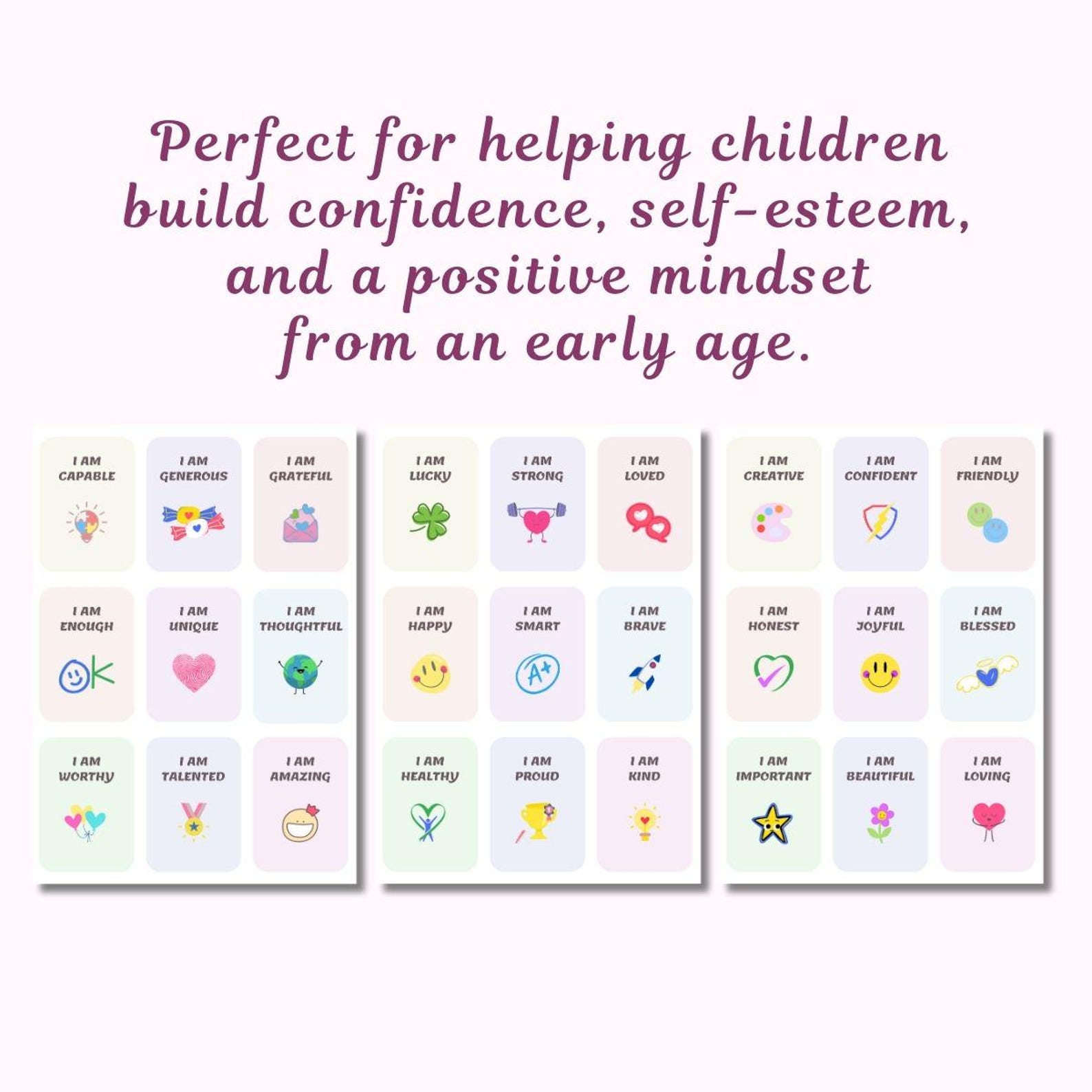 Empowering Kids Affirmation Cards, Positive Affirmations for Children ...