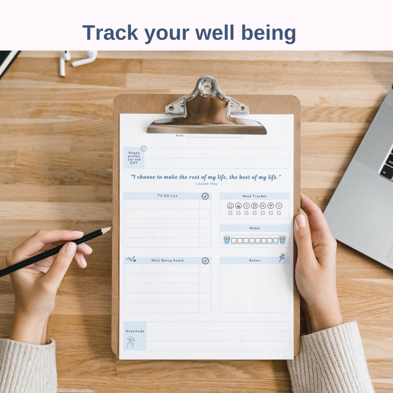 Well-being Habit Tracker, Daily Mood Tracker, Self-care Planner, Mood ...