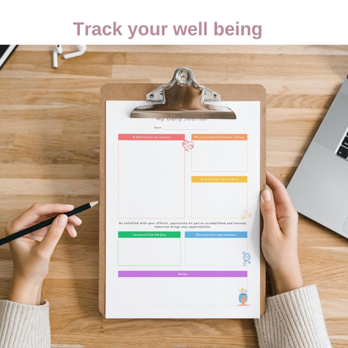 Daily Journal Printable, Daily Reflection Journal, Personal Growth ...